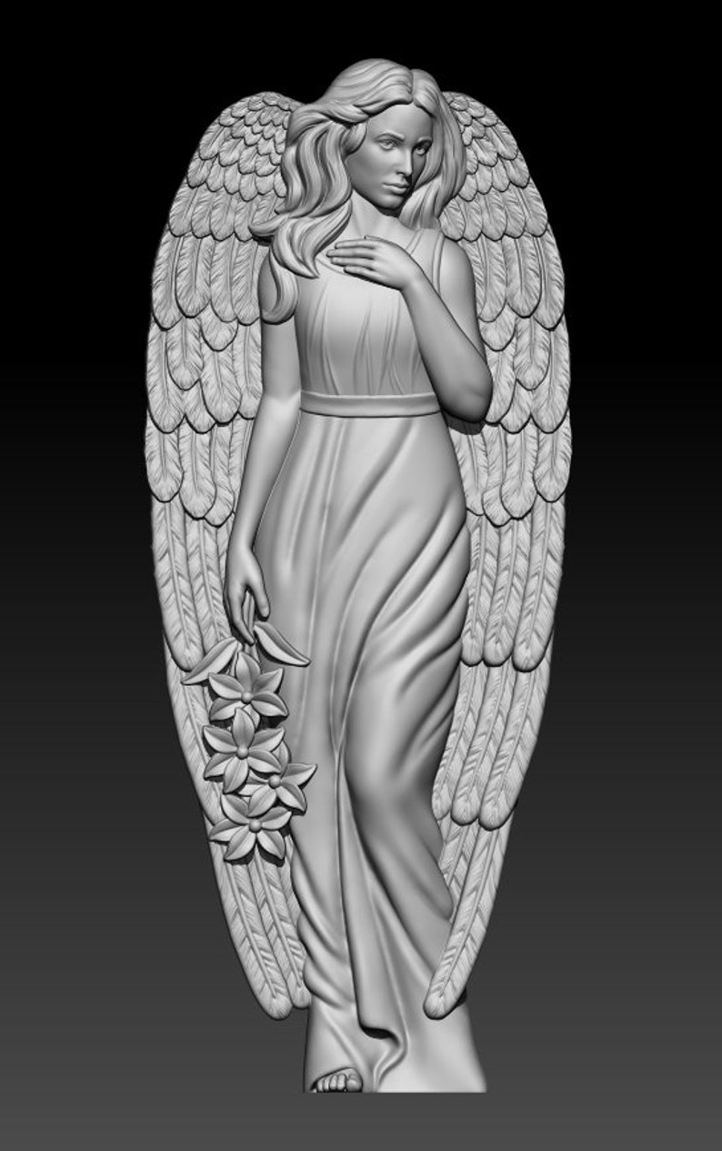 3d Stl Model Angel Sculpture For Cnc Router Aspire Artcam 3d Etsy