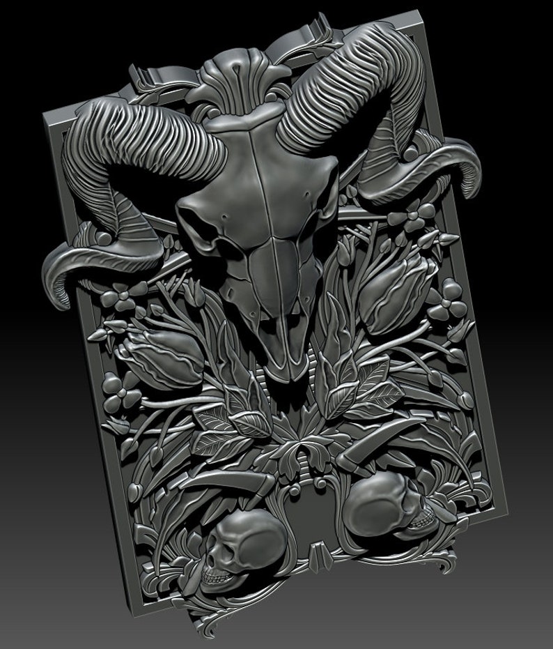 3D STL Model Skull with horns for CNC Router Aspire Artcam 3D | Etsy