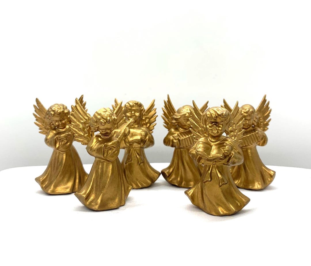 Vintage Gold Musical Angels Miniature Collections Crafts Home Displays ...