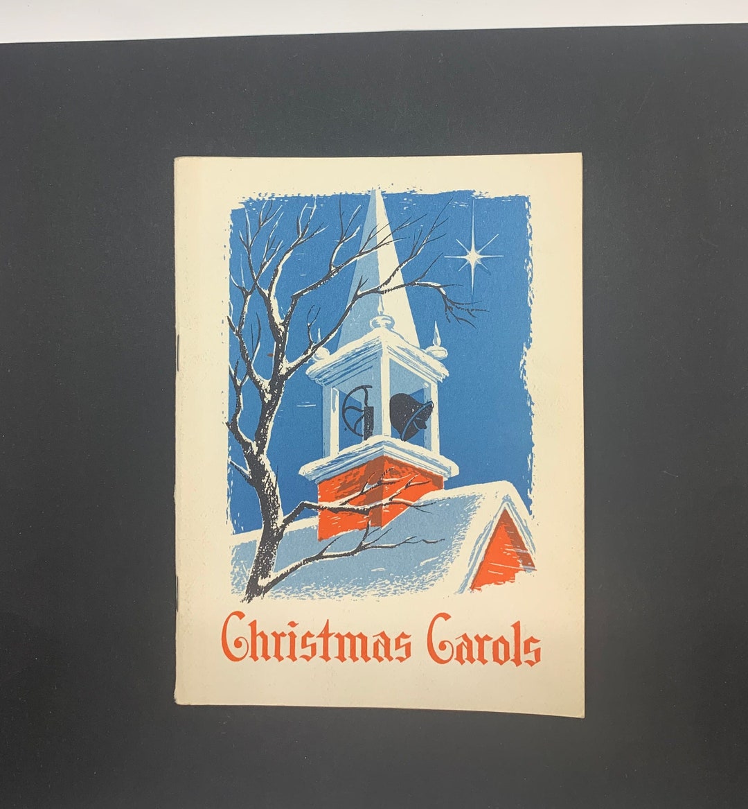 Vintage Christmas Carol Pamphlet Greeting Card Church Steeple Epherma ...
