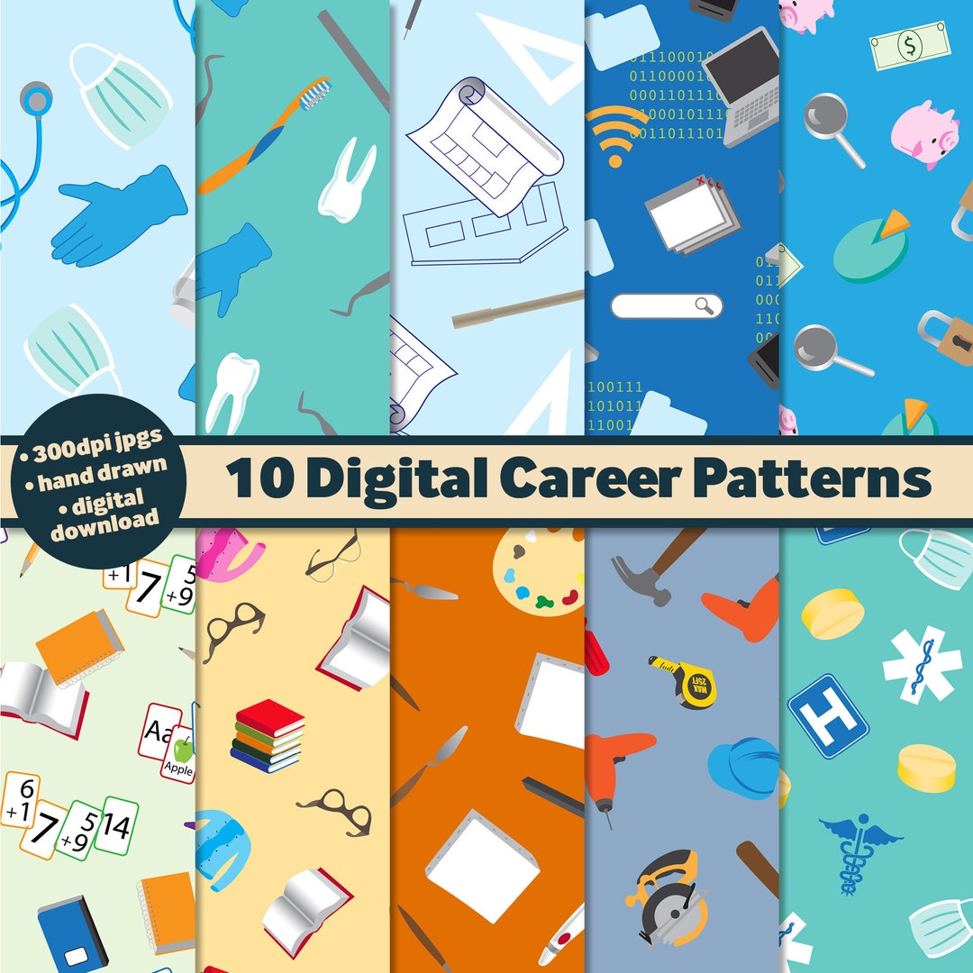Occupations Careers Digital Paper Pack Bundle With Nurse Doctor Dentist ...