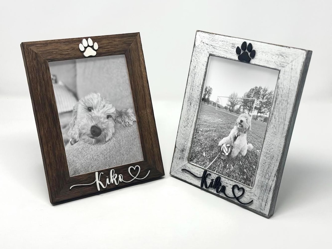 Pet Picture Frame With Name Custom Dog Photo Frame Cat Paw Print Frame ...