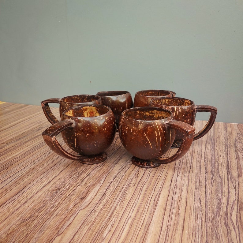 6 X Coconut Shell Tea Cups Set Handmade Coconut Tea Cups - Etsy