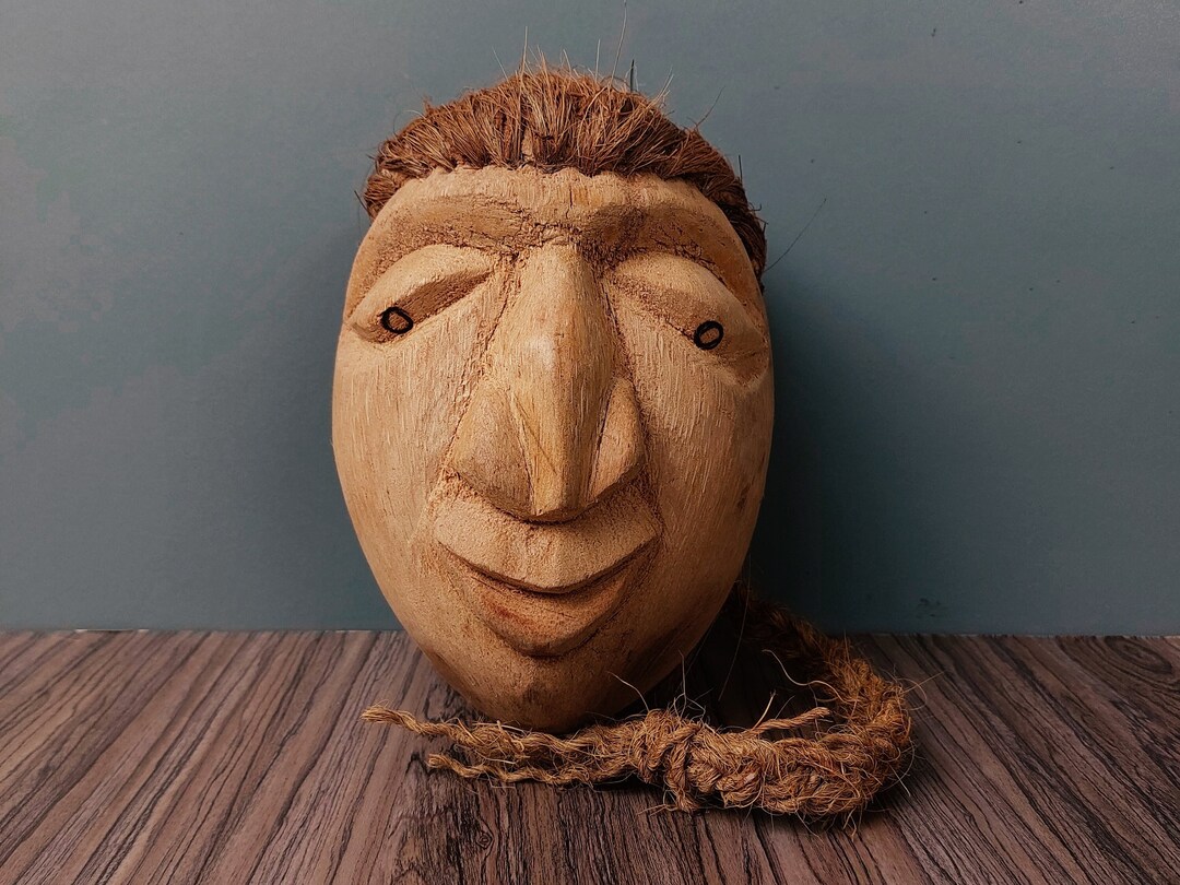 Hand-carved Coconut Head | Hand Crafted Coconut Head Wall Hanging Art ...