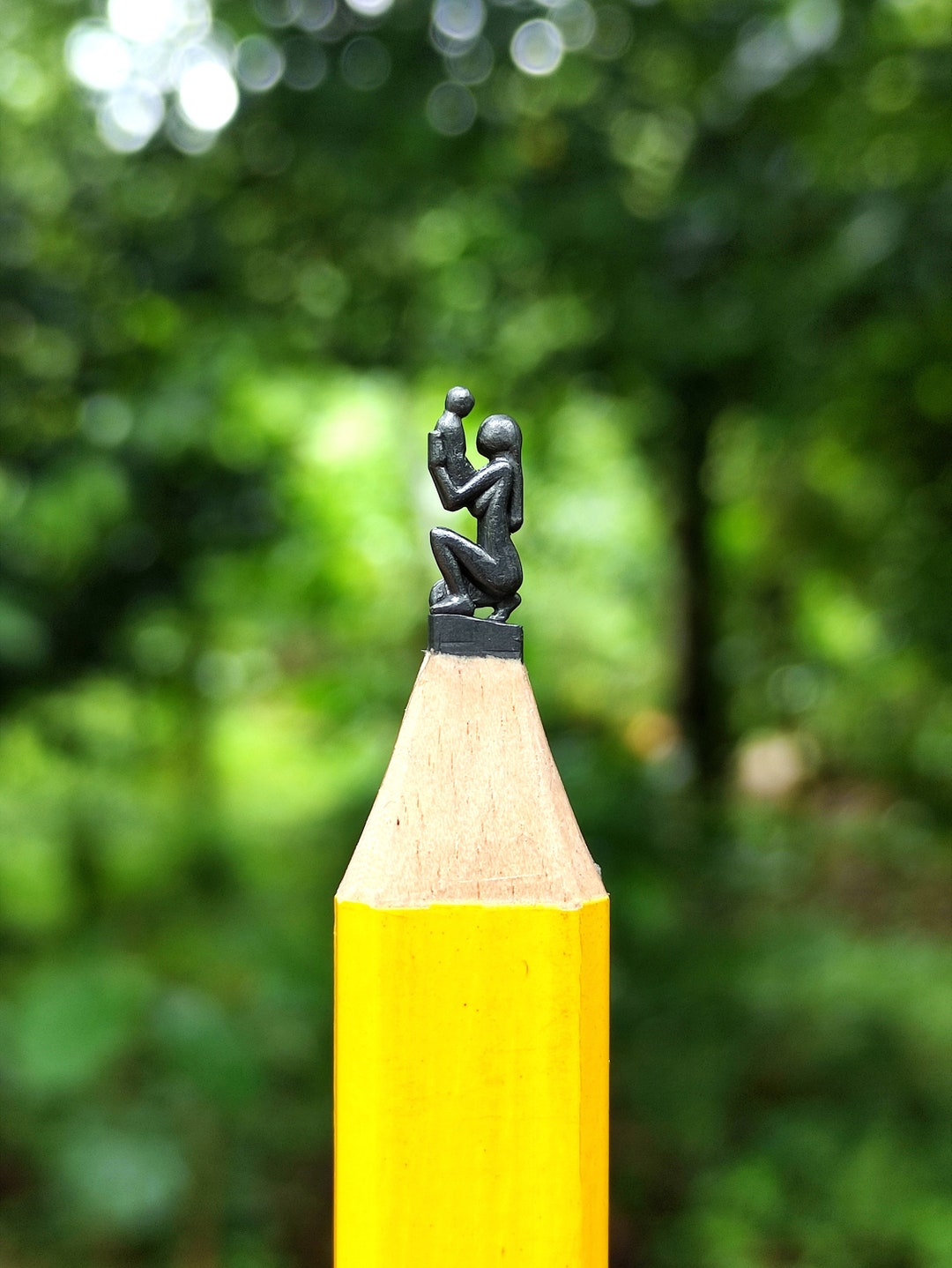 Unique Pencil Carving of Mother and Baby Statue, Pencil Sculpture From ...