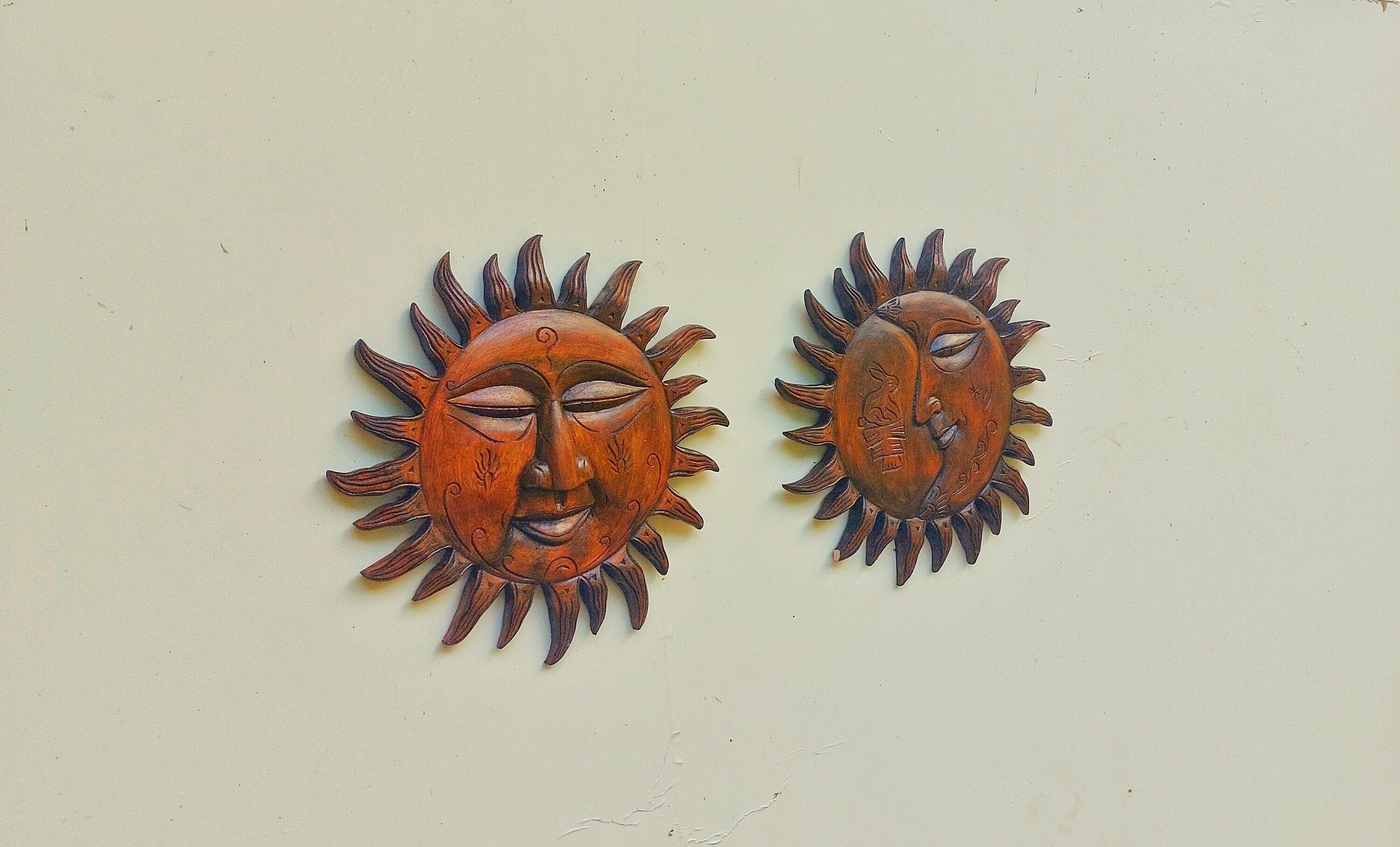 Set of 2 Wood Sun and Moon Wall Art, Sun and Moon Wood Wall Art, Wood ...