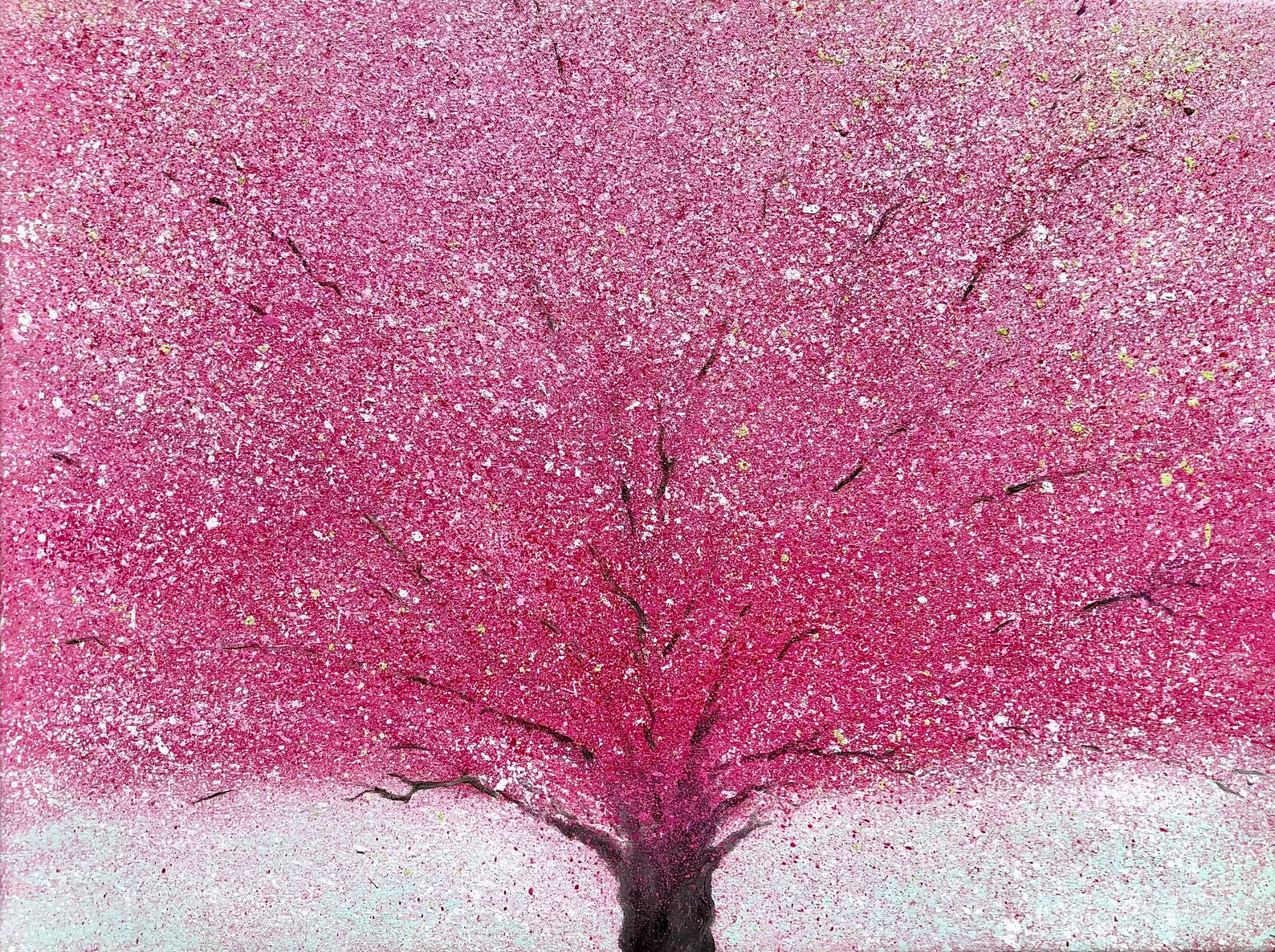 Abstract Tree Painting on Canvas, Pink Wall Art, Blossom Tree Painting ...