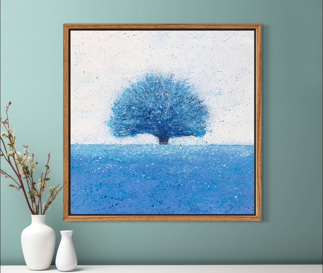 Abstract Tree Painting on Canvas, Blue Wall Art, Tree Wall Art, Blue ...