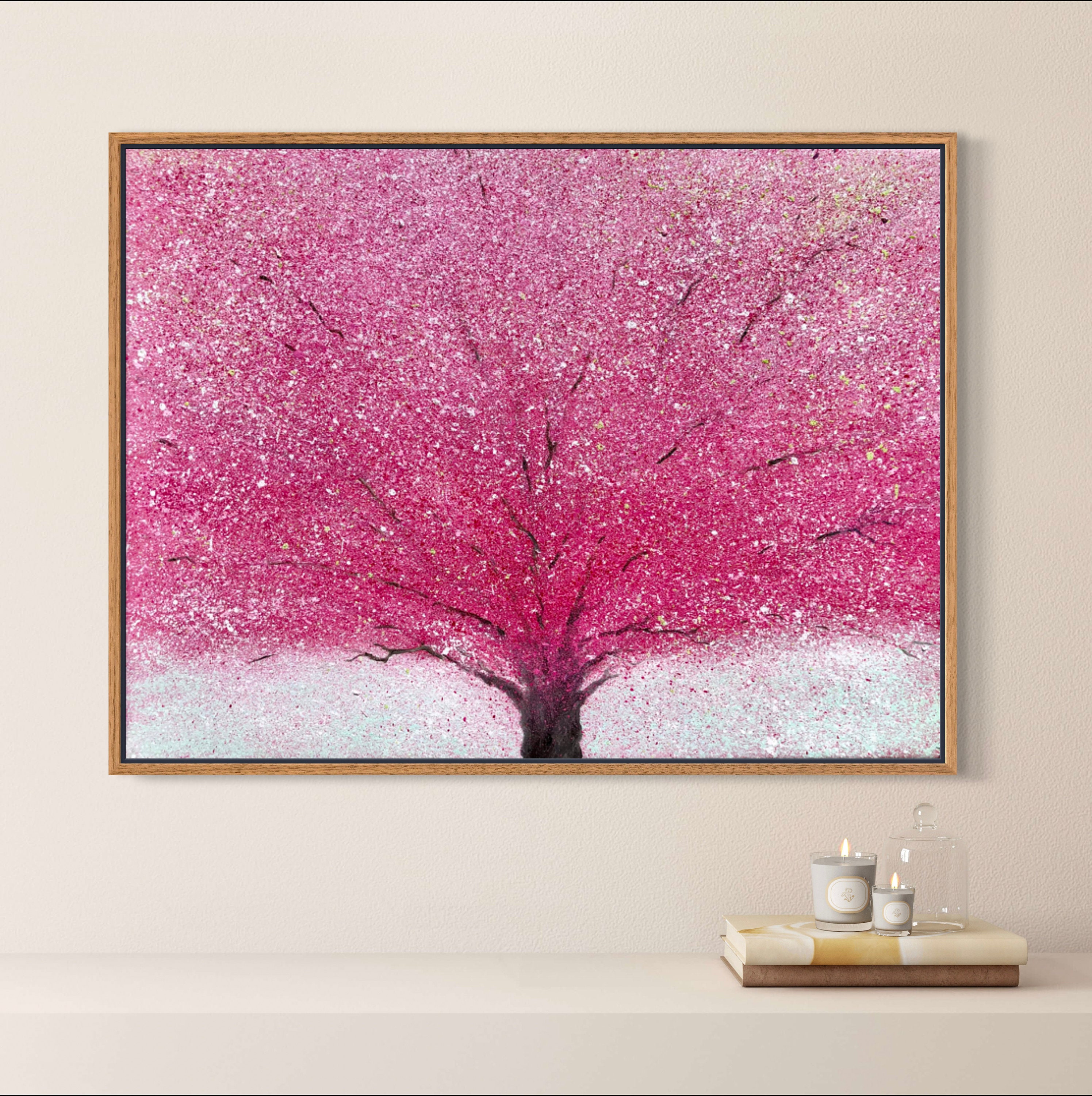 Abstract Tree Painting on Canvas, Pink Wall Art, Blossom Tree Painting ...