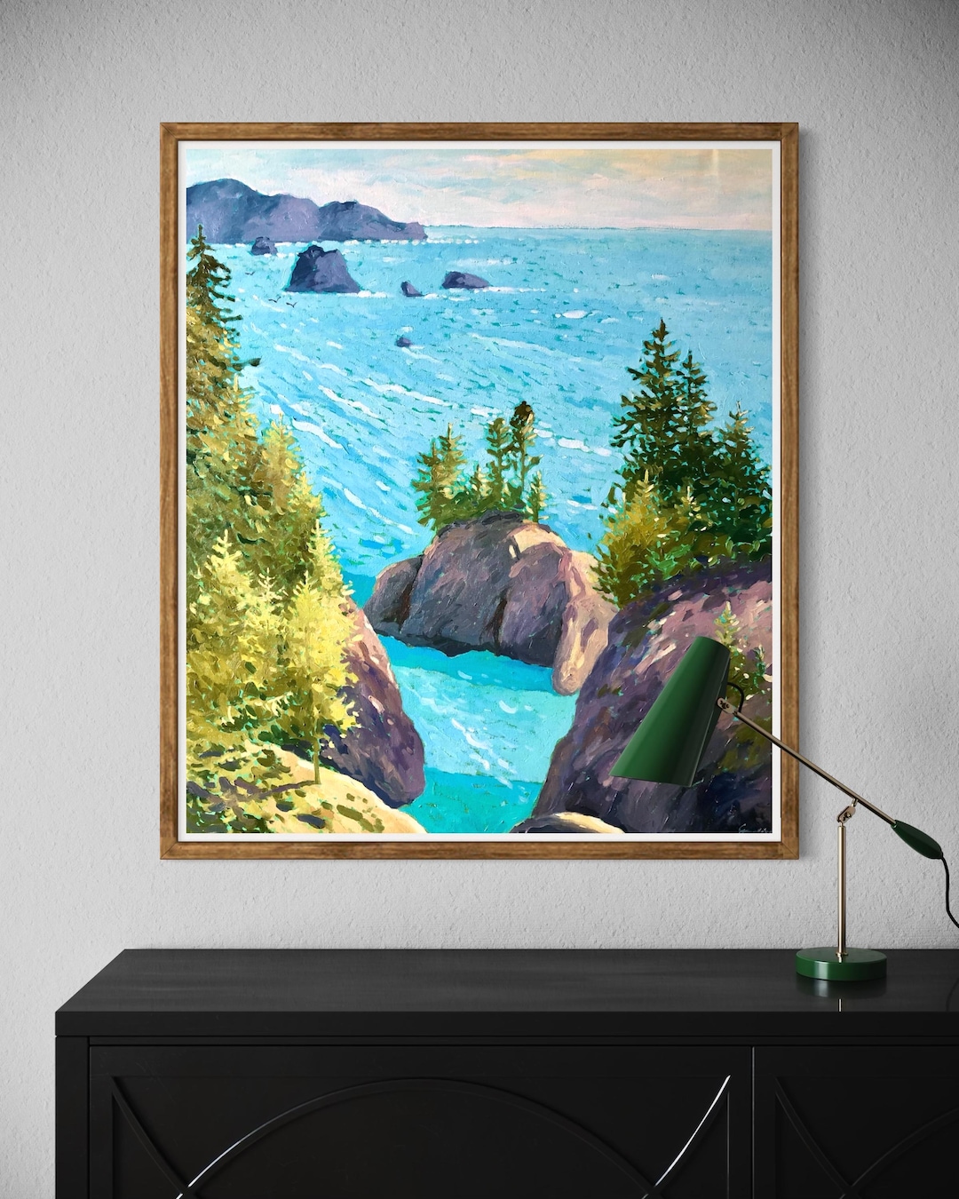 Oregon Beach Painting, Oregon Coast Landscape Art, Northwest Pine ...