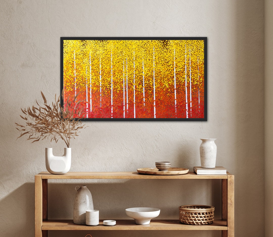 Aspen Forest Tree Wall Art, Autumn Forest Painting, Aspen Oil Painting ...