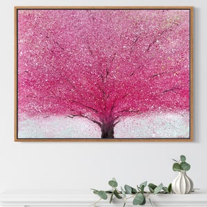 Abstract Tree Painting on Canvas, Pink Wall Art, Blossom Tree Painting ...