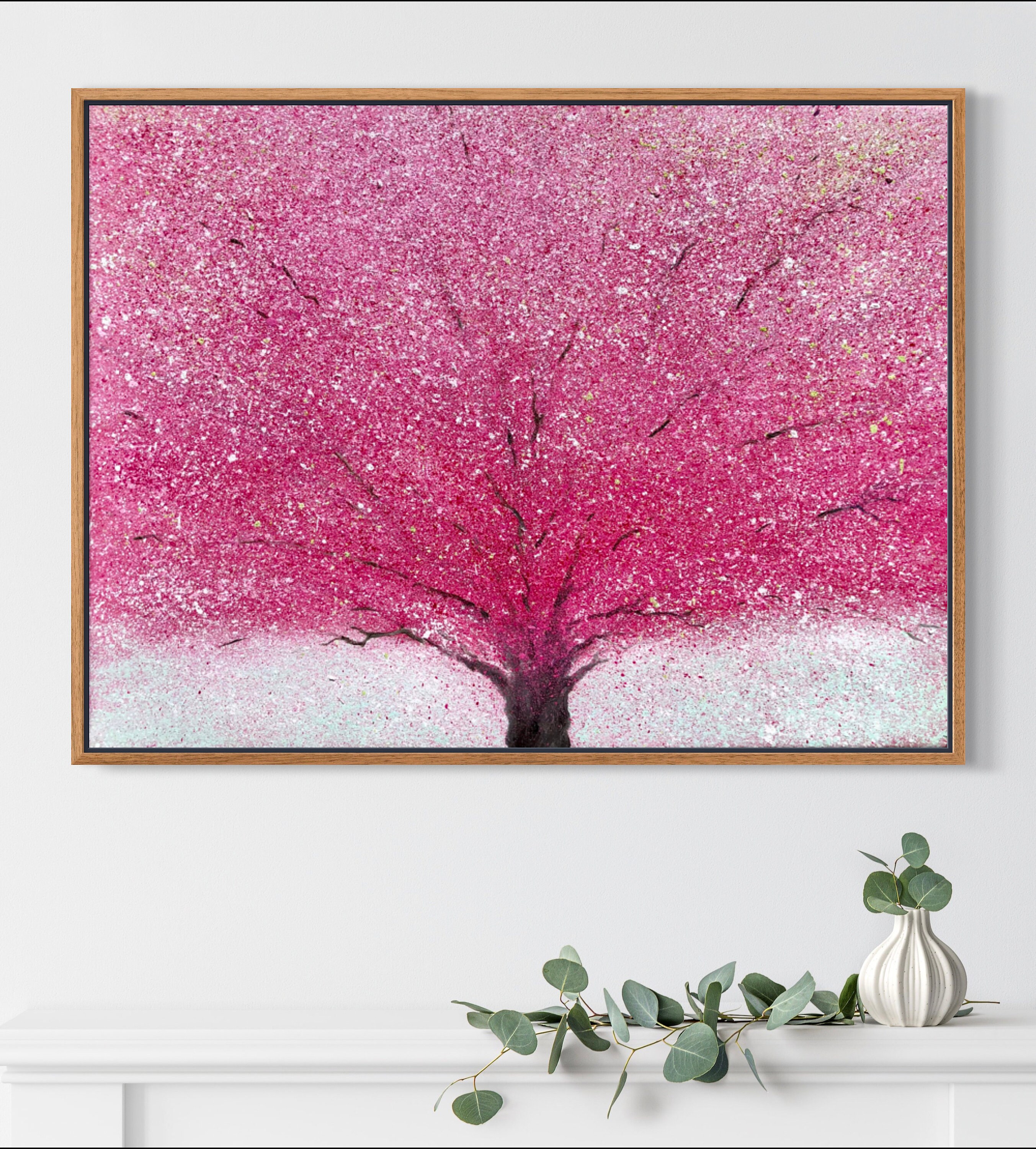 Abstract Tree Painting on Canvas, Pink Wall Art, Blossom Tree Painting ...