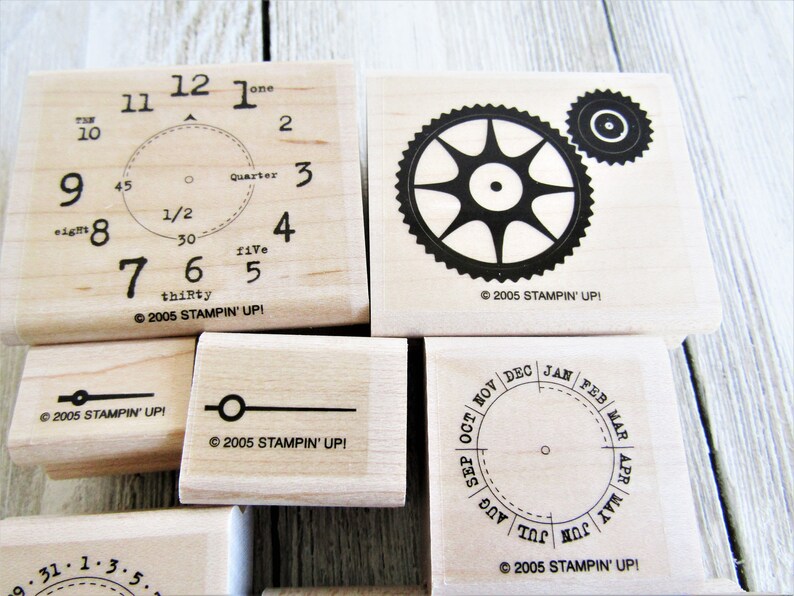 Art Stamps Set, TIME Theme Stamp Set, Clock/calendar/phrase Set of 8 ...