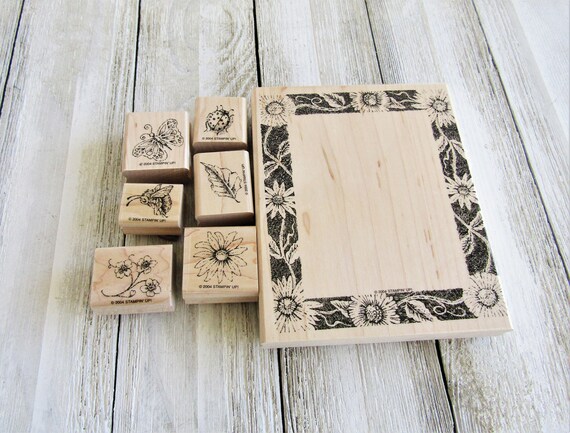 ART STAMP SET Botanical Stamp Set Wood Mount Stamps | Etsy