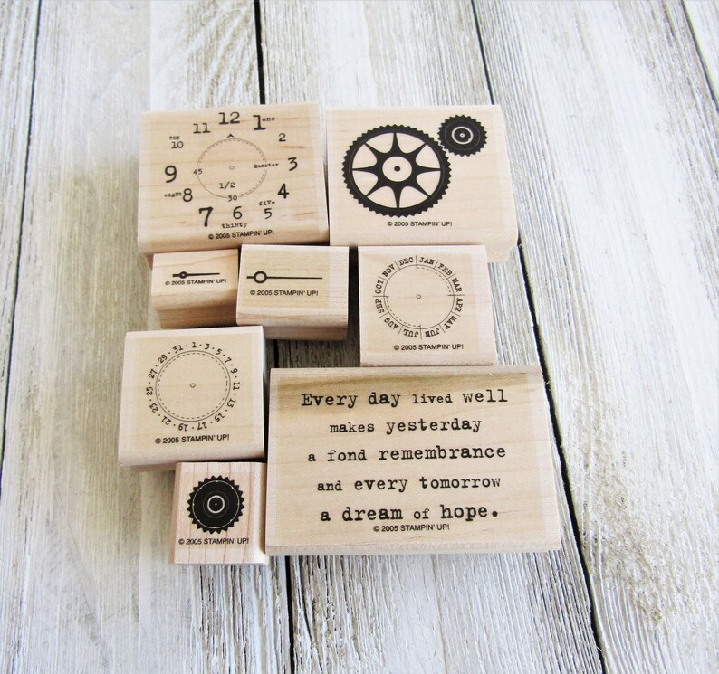 Art Stamps Set, TIME Theme Stamp Set, Clock/calendar/phrase Set of 8 ...