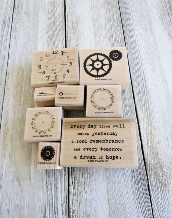 Art Stamps Set TIME Theme Stamp Set Clock/calendar/phrase | Etsy