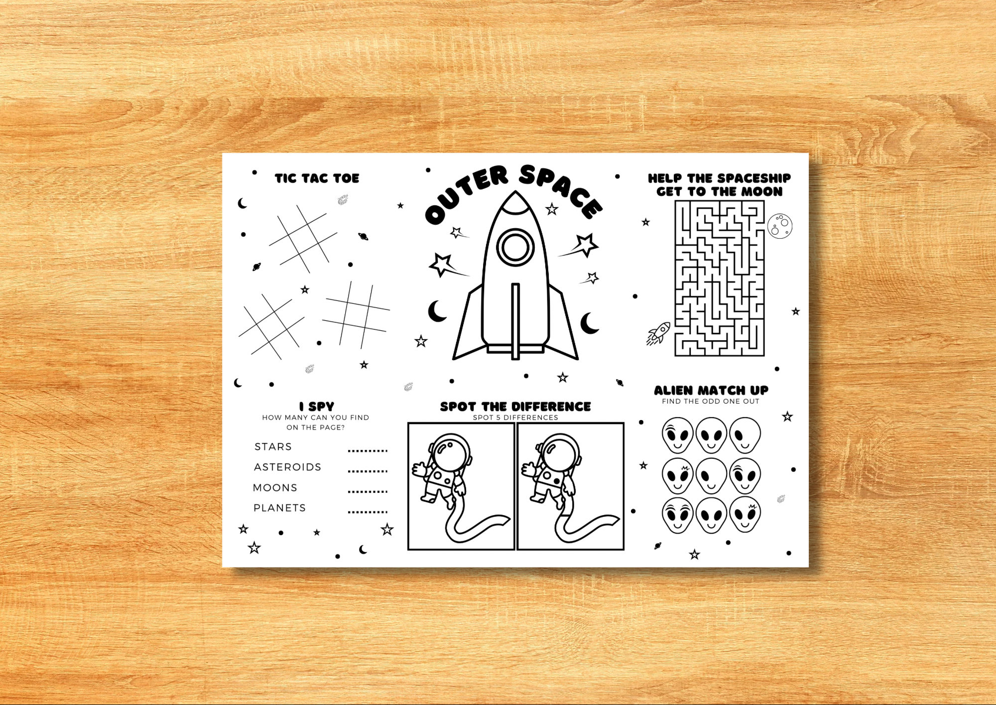 A4 Space Theme A4 Children's Activity Placemat Place Card - Etsy