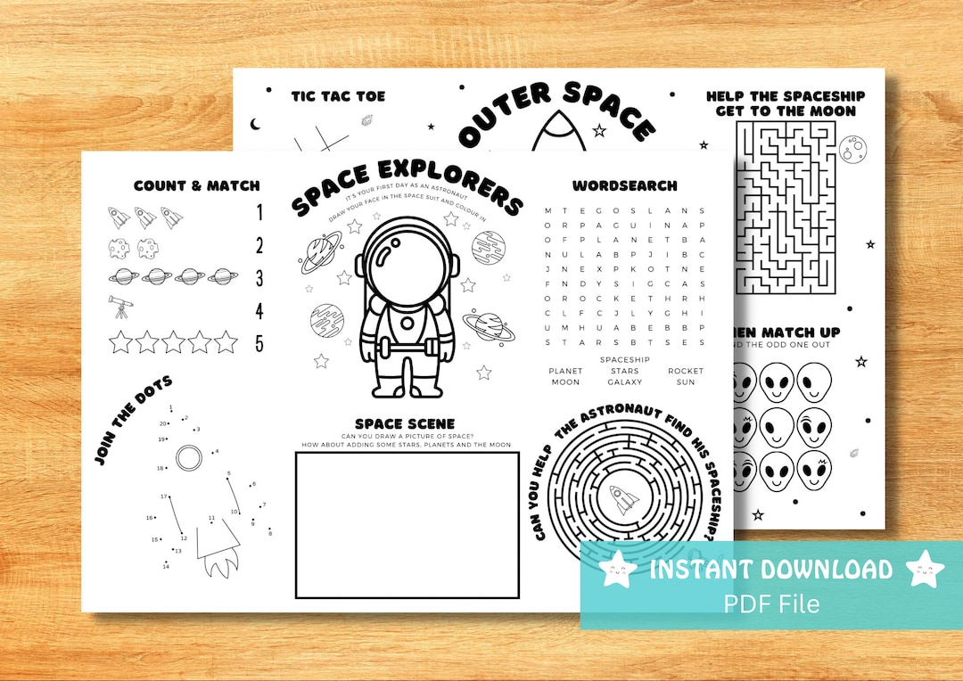 A4 Space Theme A4 Children's Activity Placemat Place Card - Etsy