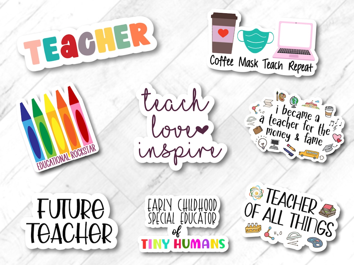 Teacher Vinyl Sticker Pack Teacher Gifts Laptop Stickers | Etsy
