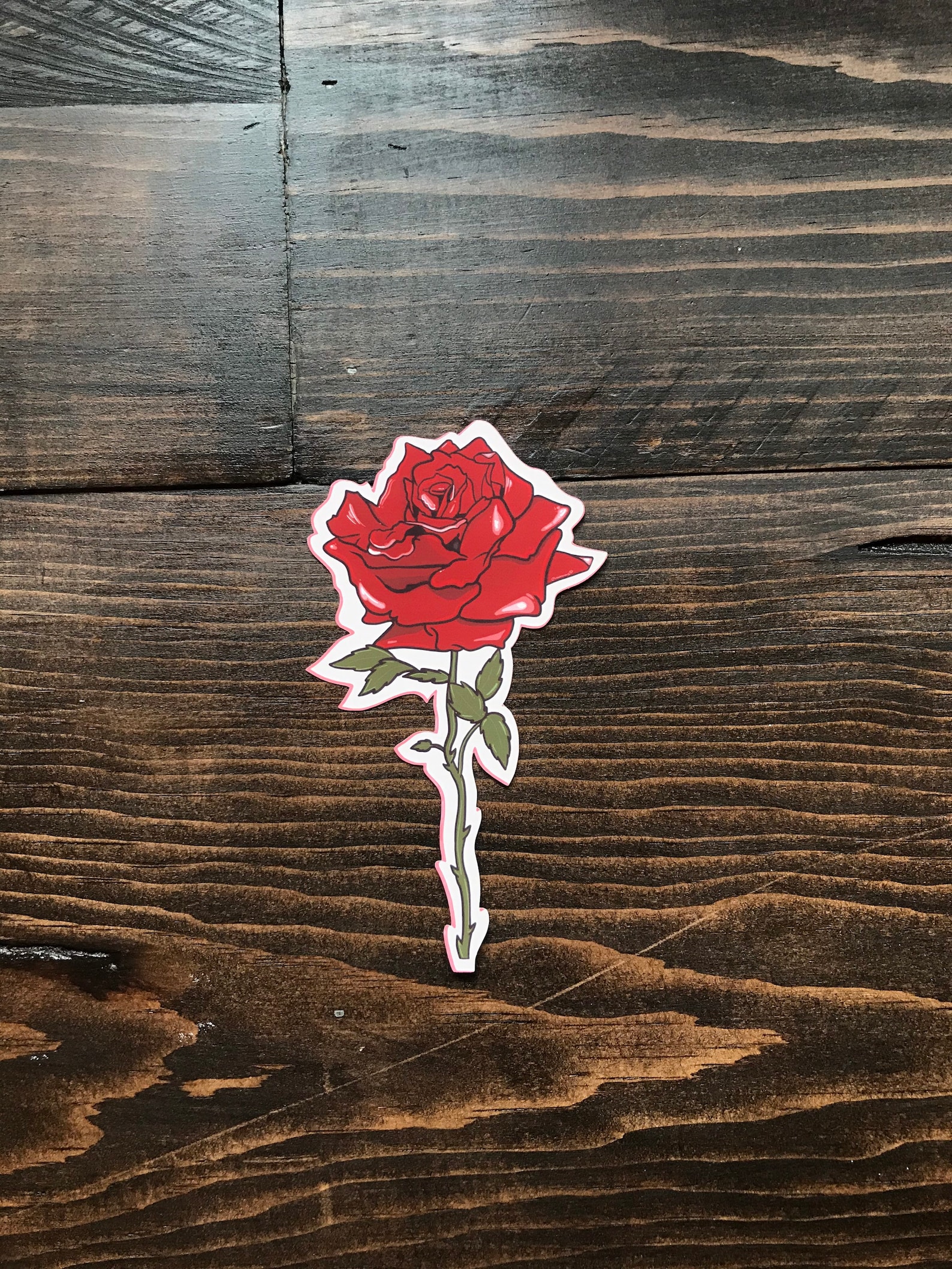 Rose Sticker | Waterproof Rose Sticker | Gloss Rose Sticker - Etsy