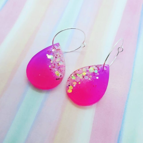 Fuchsia Necklace And Earrings Set Hot Pink Prom Necklace Set Etsy