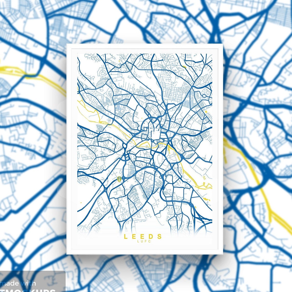 Leeds LUFC Poster, Leeds United Poster, City Map Art, Map Print, City ...