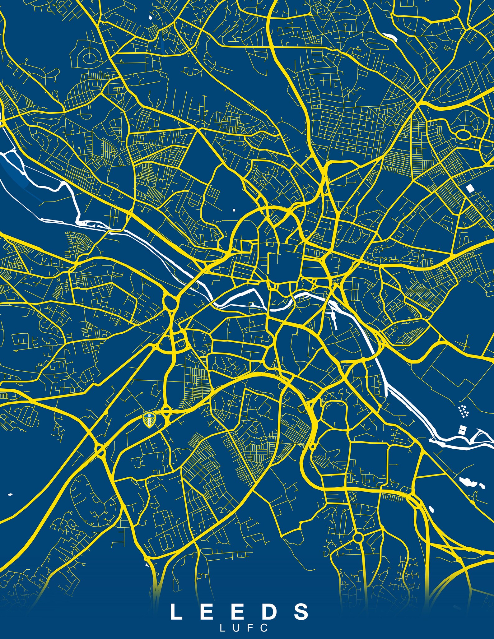 Leeds LUFC Poster, Leeds United Poster, City Map Art, Map Print, City ...