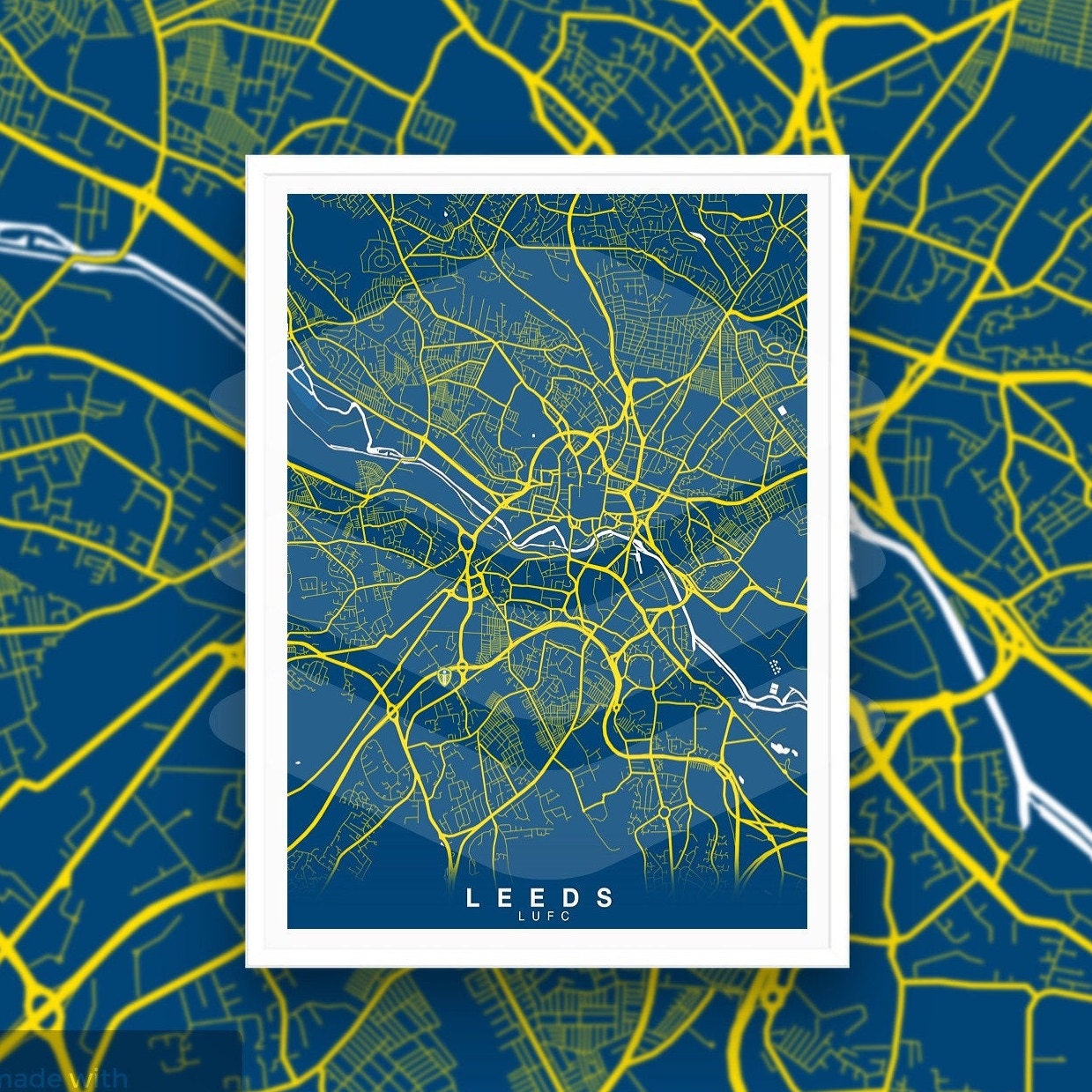 Leeds LUFC Poster, Leeds United Poster, City Map Art, Map Print, City ...
