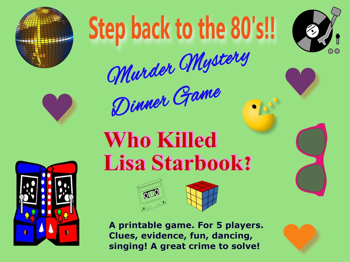 Murder Mystery Party Game. Unique Games. Dinner Party Game. Retro ...