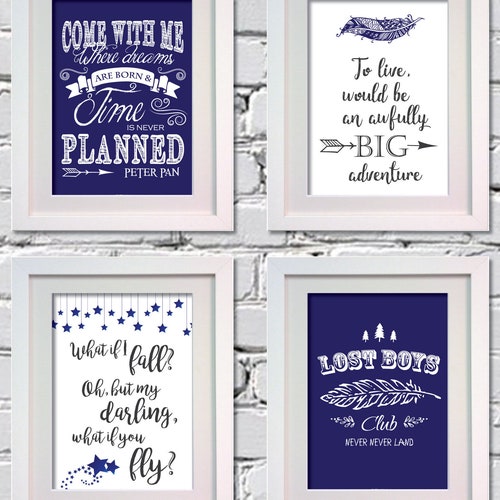 Peter Pan Art Print Quote Neverland Kids Wall Art Kids Room - Etsy UK