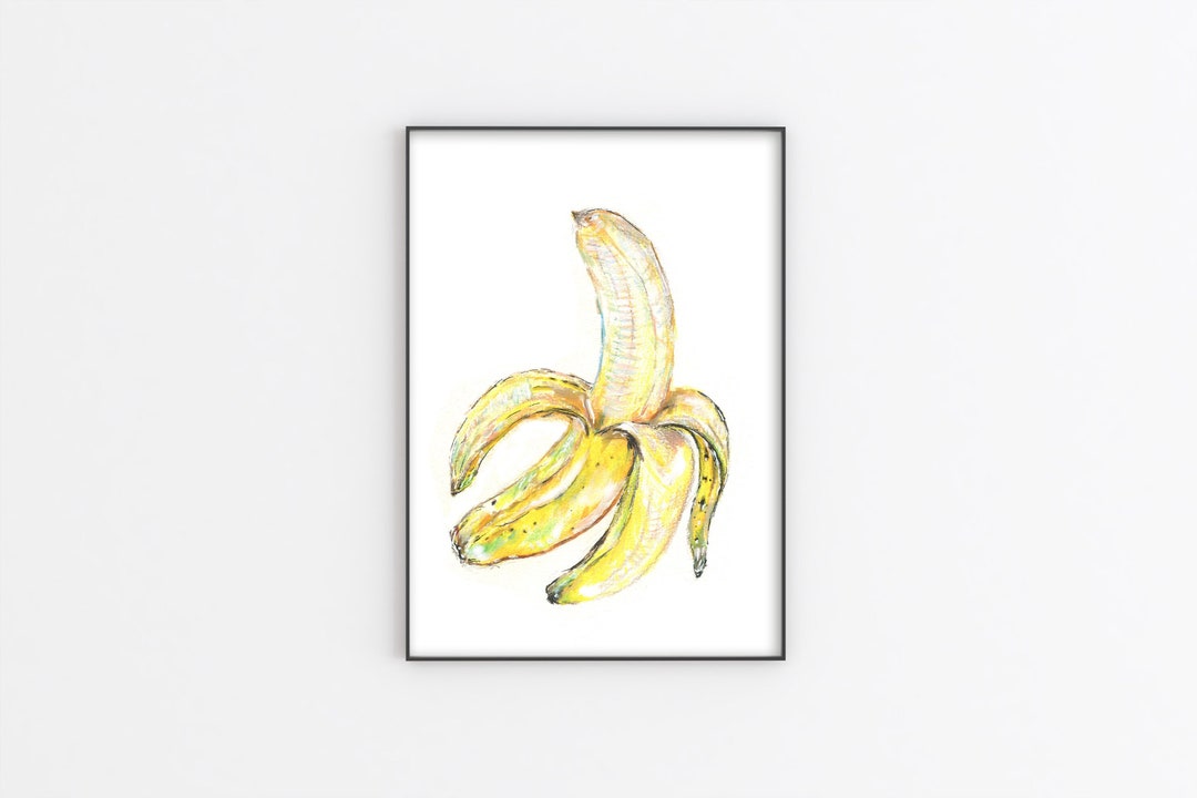 Yellow Banana Print, Bedroom Hallway Wall Art, A5/A4/A3, Kitchen Fruit ...