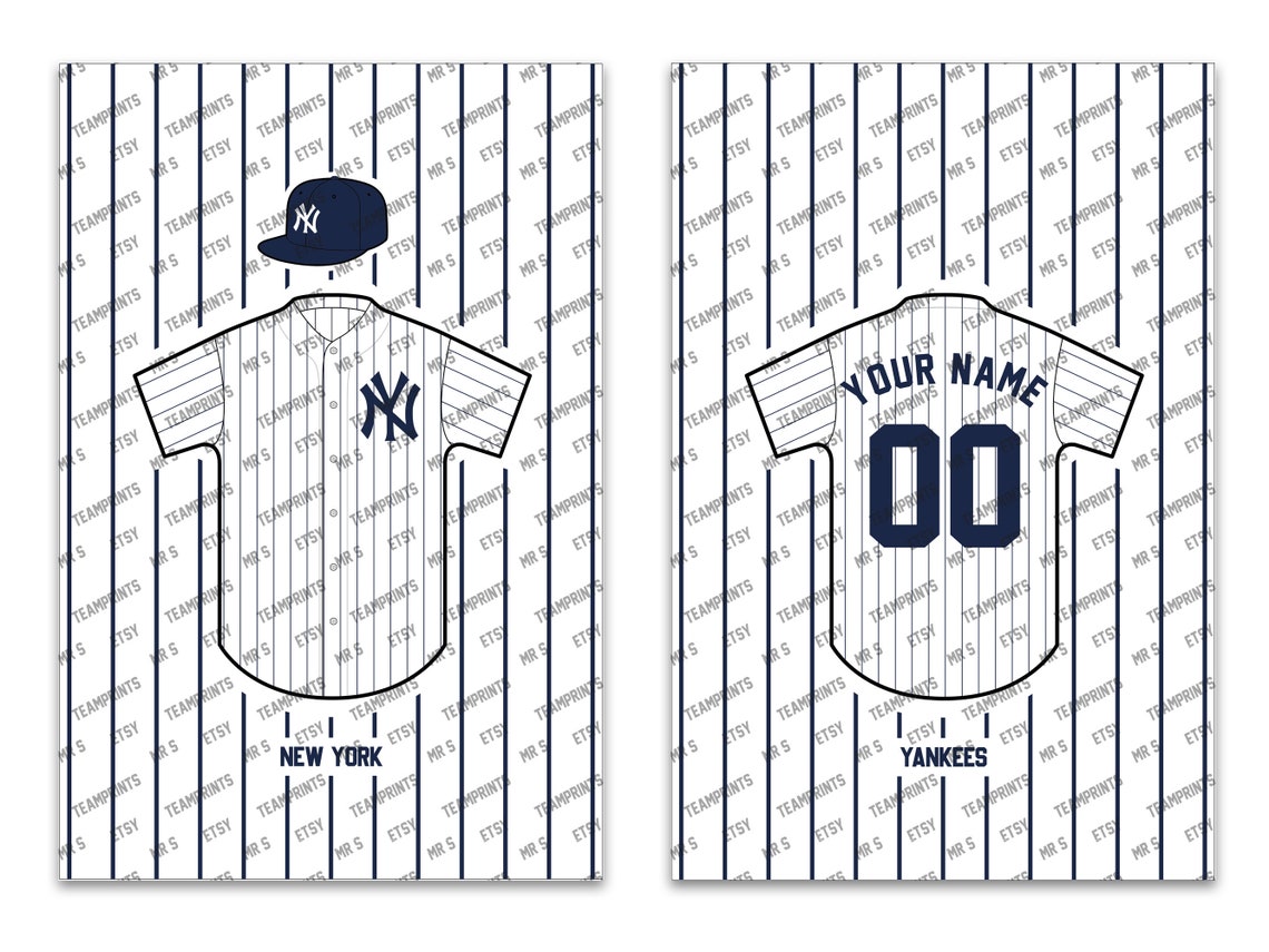 New York Yankees Jersey Illustration Print GO YANKEES | Etsy