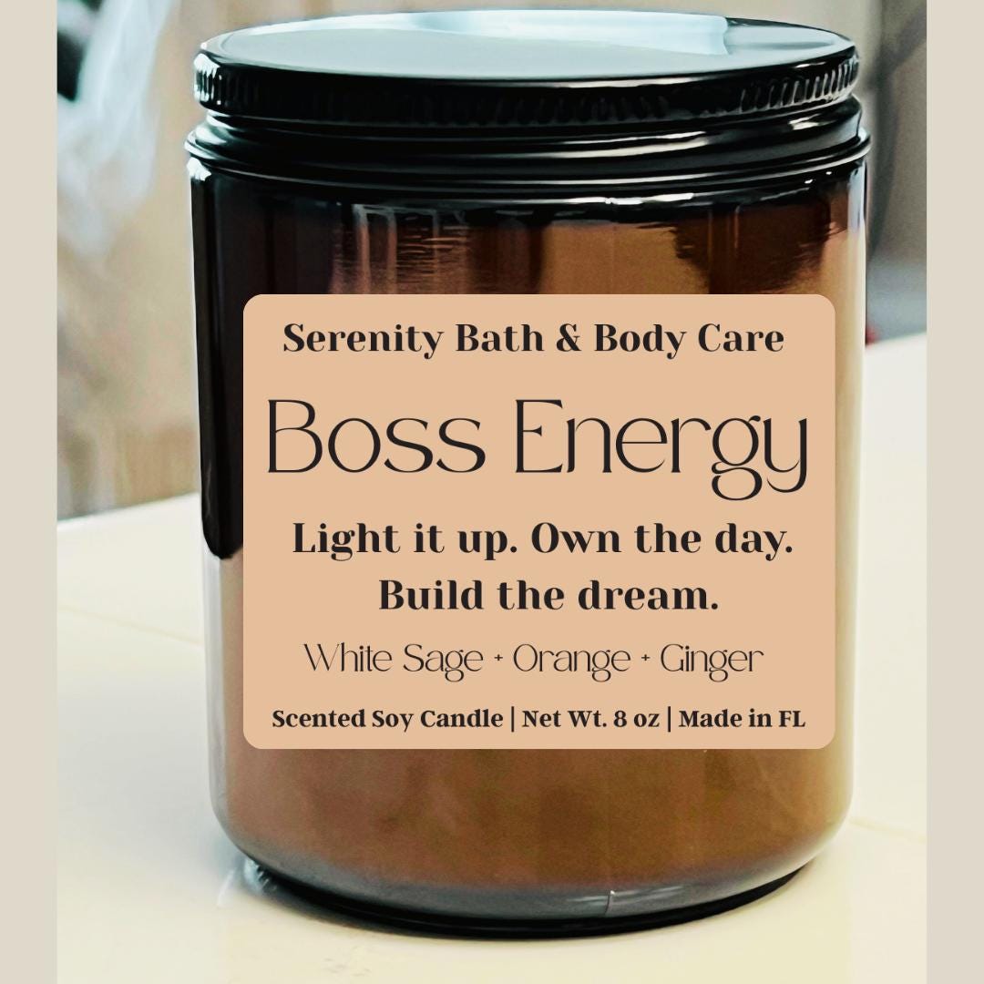 Boss Energy Soy Candle | Entrepreneur Gift | Motivational Office Candle ...