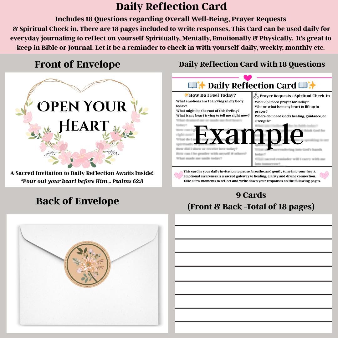 Daily Reflection Card, Christian Gift for Women, Prayer Request ...