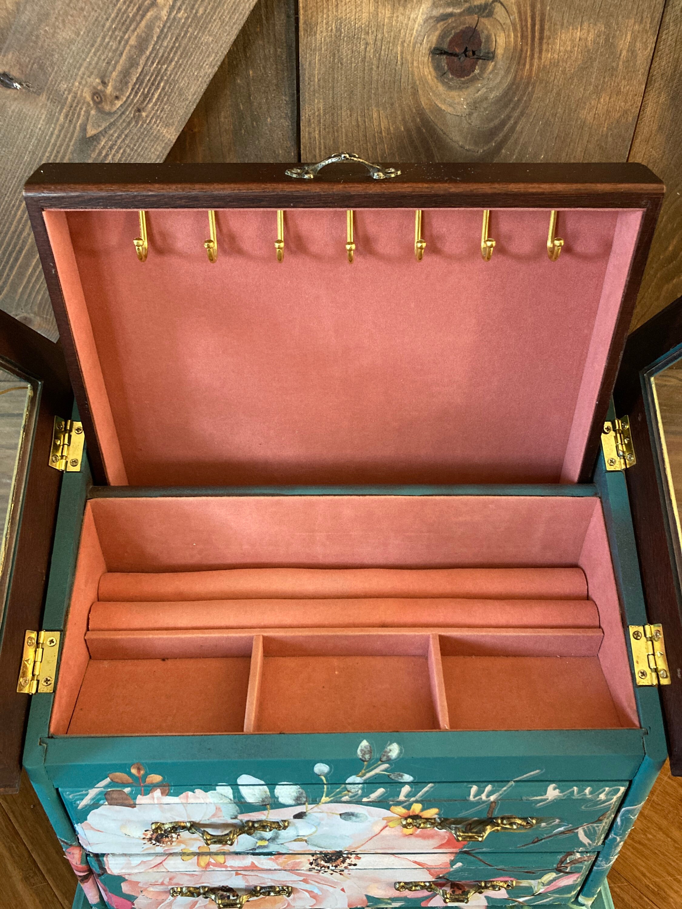 Vintage Jewelry Box Rustic Floral Boho Painted Keepsake Box - Etsy