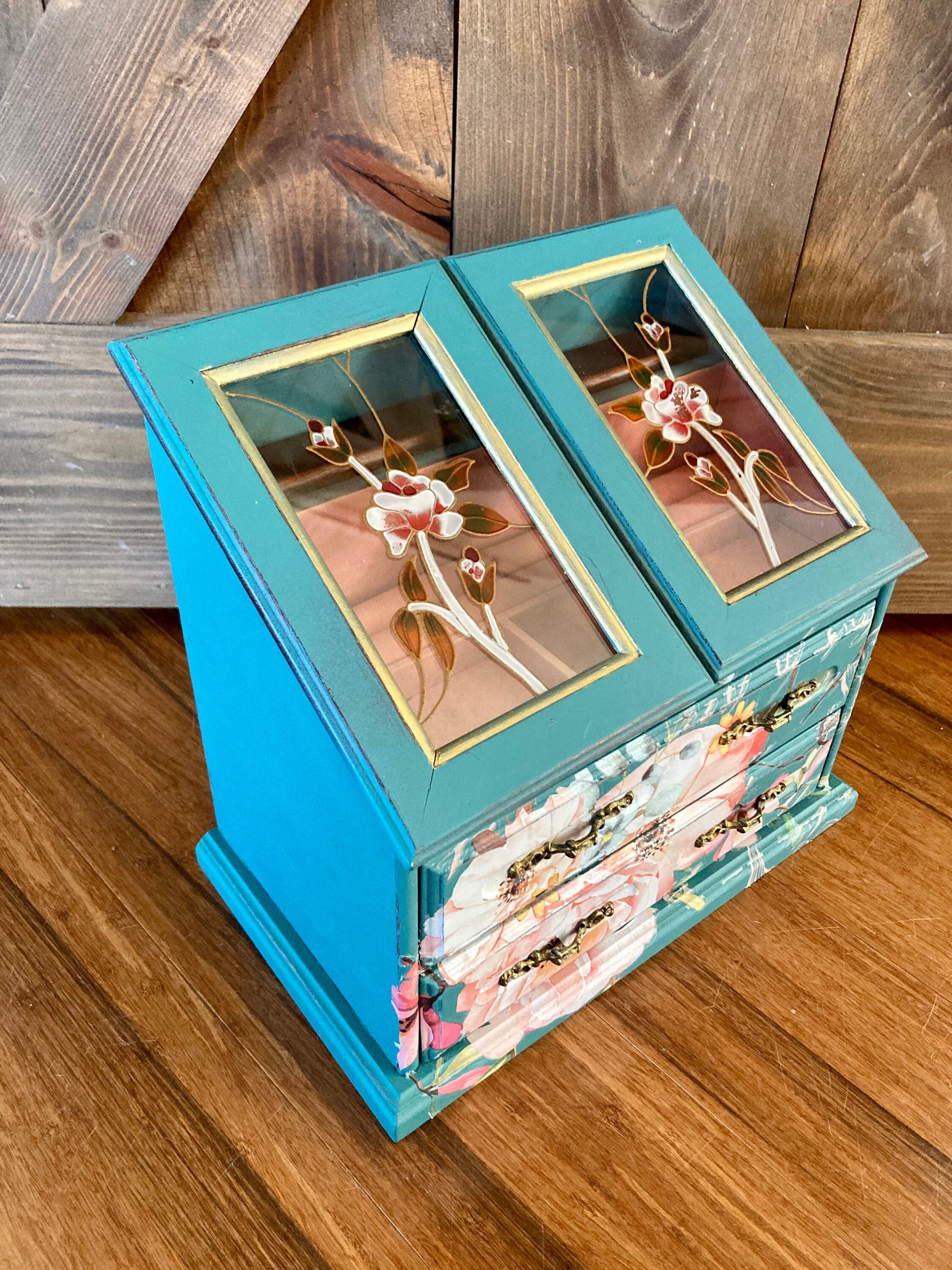 Vintage Jewelry Box Rustic Floral Boho Painted Keepsake Box - Etsy