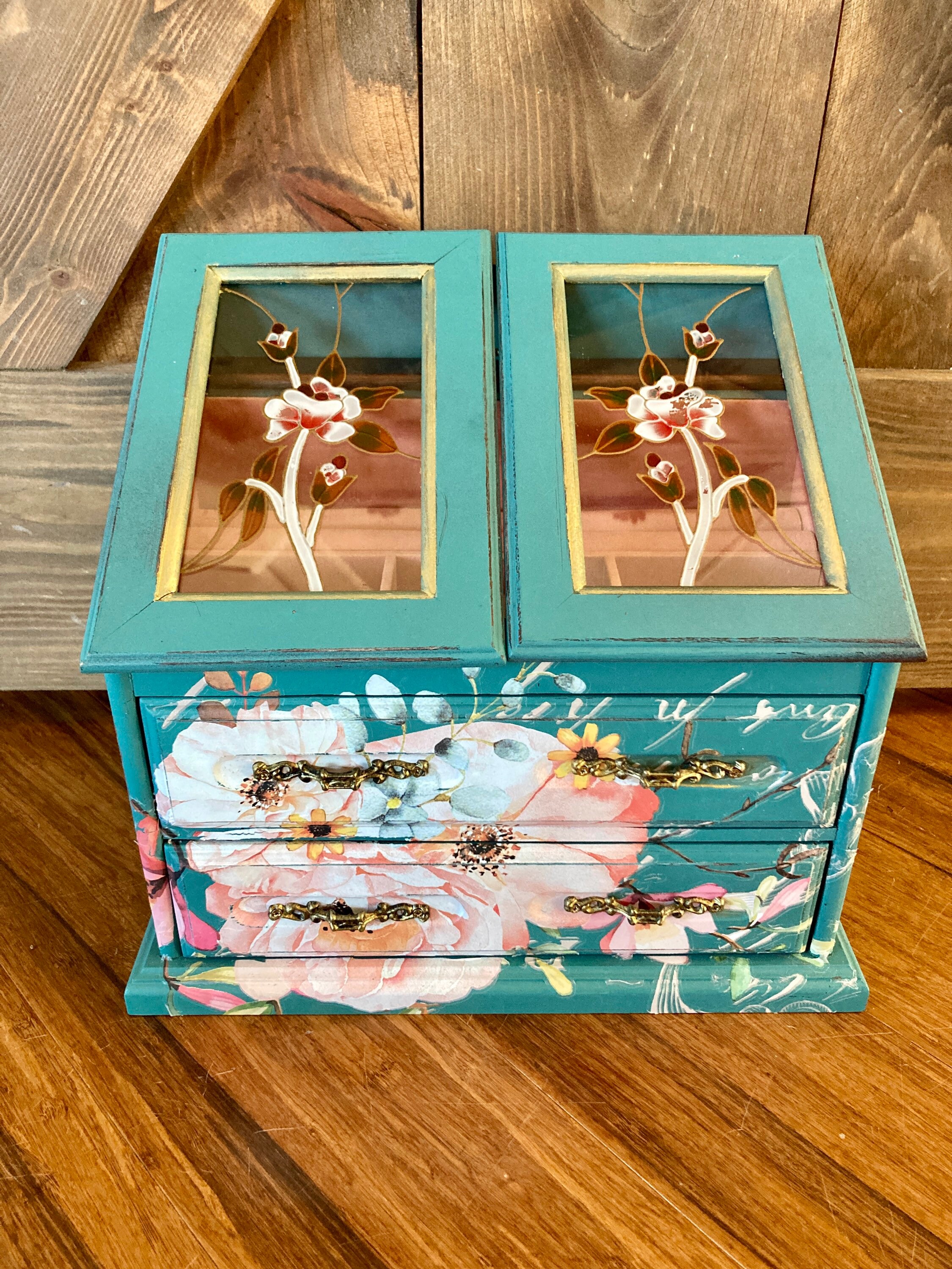 Vintage Jewelry Box Rustic Floral Boho Painted Keepsake Box - Etsy
