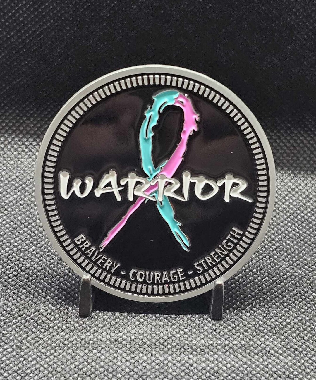 Breast and Ovarian Cancer Awareness Warrior Combo Rated Badge 2D Metal ...