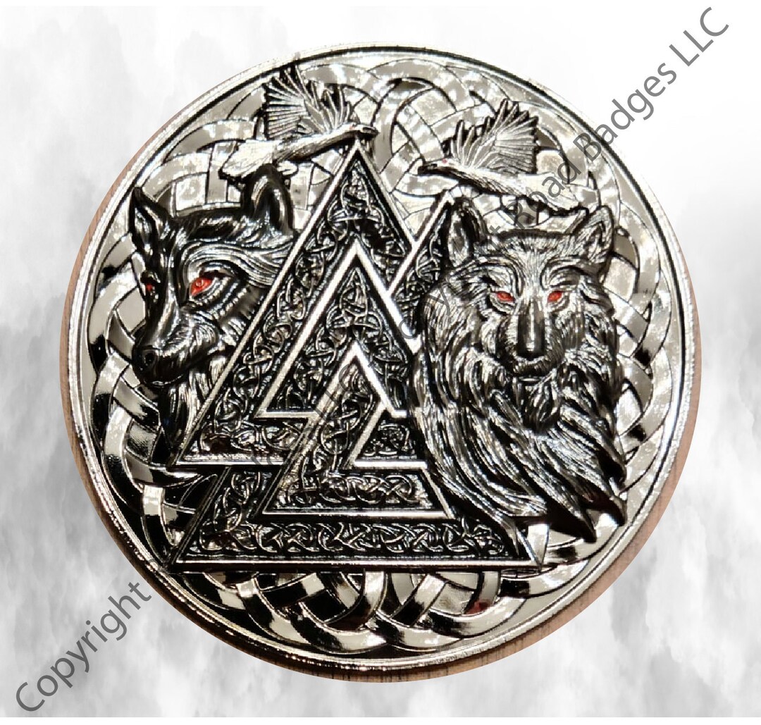 Valhalla Old Norse Wolves and Ravens - 3D Metal Nickel Badge - Etsy