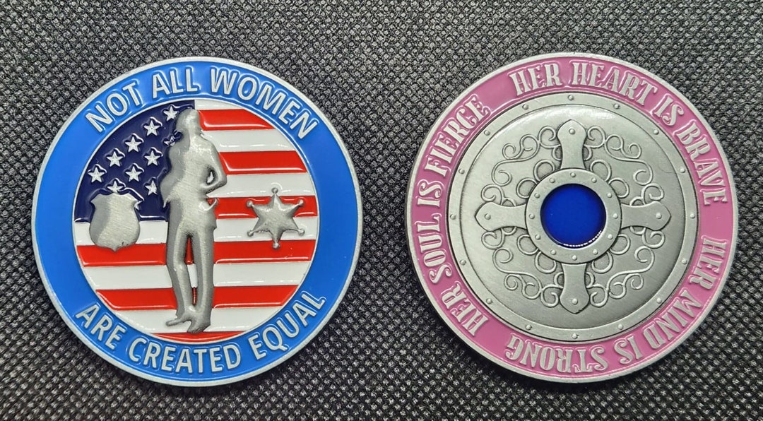 Woman Female Police LEO Challenge Coin 2.25" - 3D Metal Alloy Enamel ...