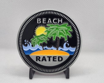 Beach Rated Metal Badge - Etsy