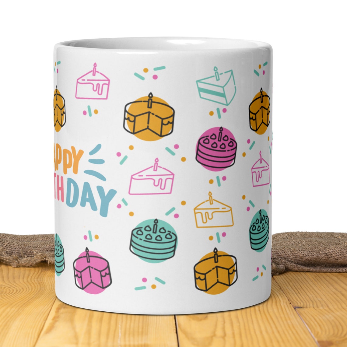 Happy Birthday Mug, Cake Mug, Birthday Gift Mug, Celebrate Mug, 11 ...