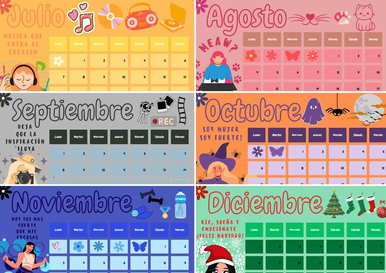 CALENDARIO 2025 INGLES/ESPAÑOL - Etsy