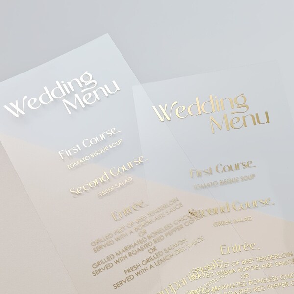 Clear Menu Cards - Etsy