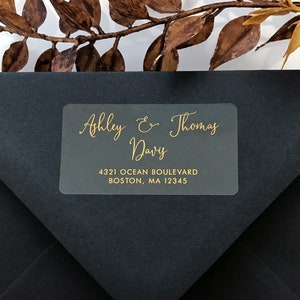 Gold Foil Return Address Label, Custom Clear Personalized Sticker ...