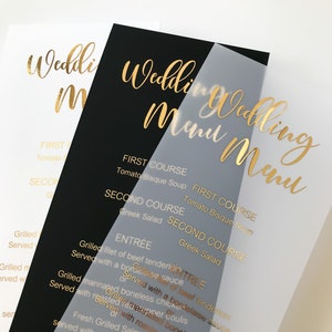 Gold Foil Wedding Menu, Personalized Custom Menu With Calligraphy Font ...