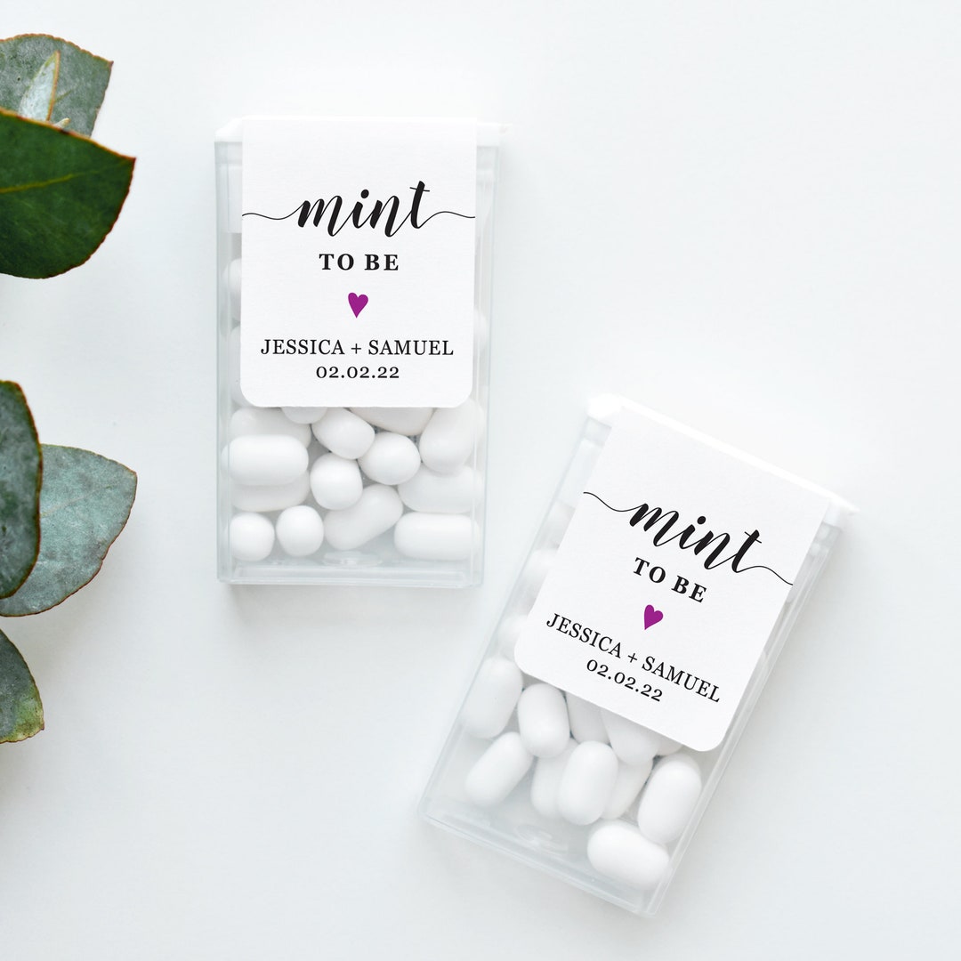 Color Heart Mint to Be Wedding Favor Sticker, Purple Heart Mint to Be ...