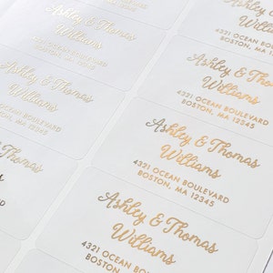 Minimalist Gold Foil Return Address Labels | Clear Personalized Wedding ...