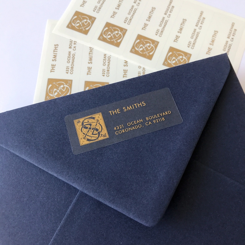 Gold Foil Return Address Label Custom Sticker Family Name - Etsy
